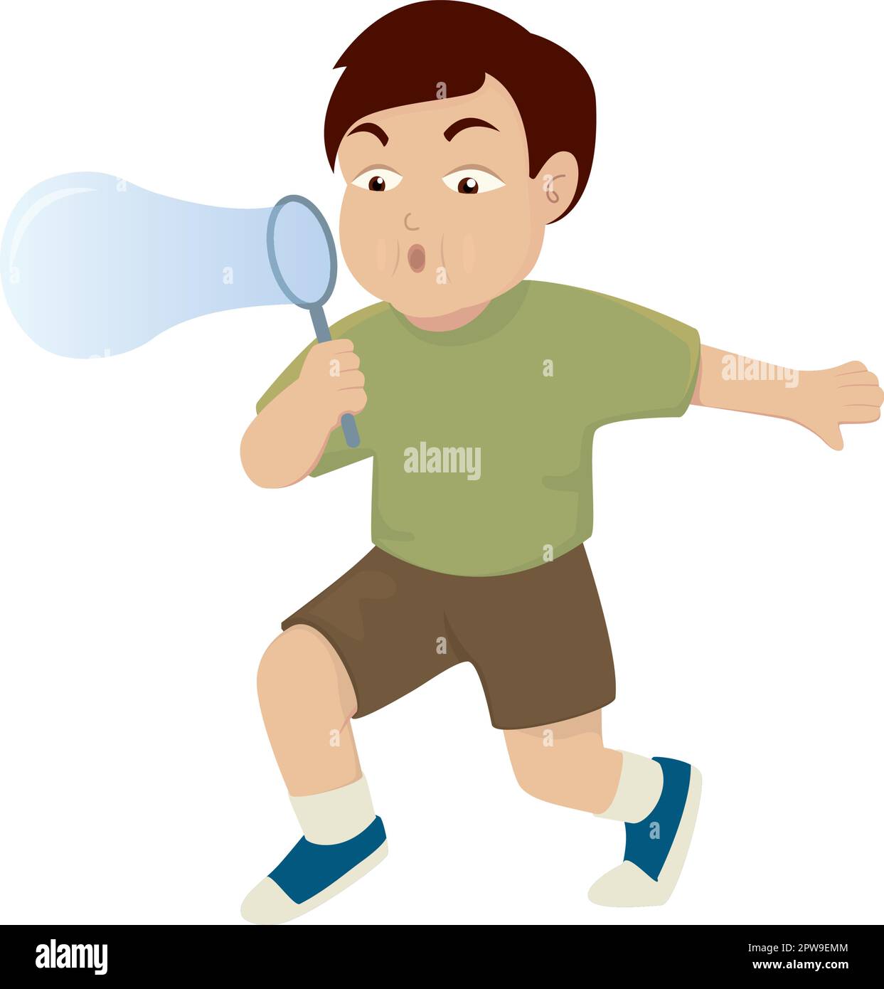 a Boy Blowing Bubbles Illustration Stock Vector Image & Art - Alamy