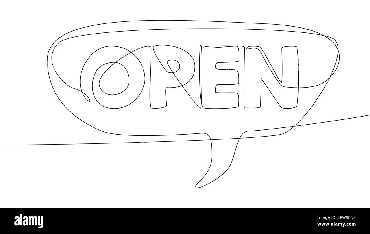 One continuous line of Open. Thin Line Illustration vector concept ...