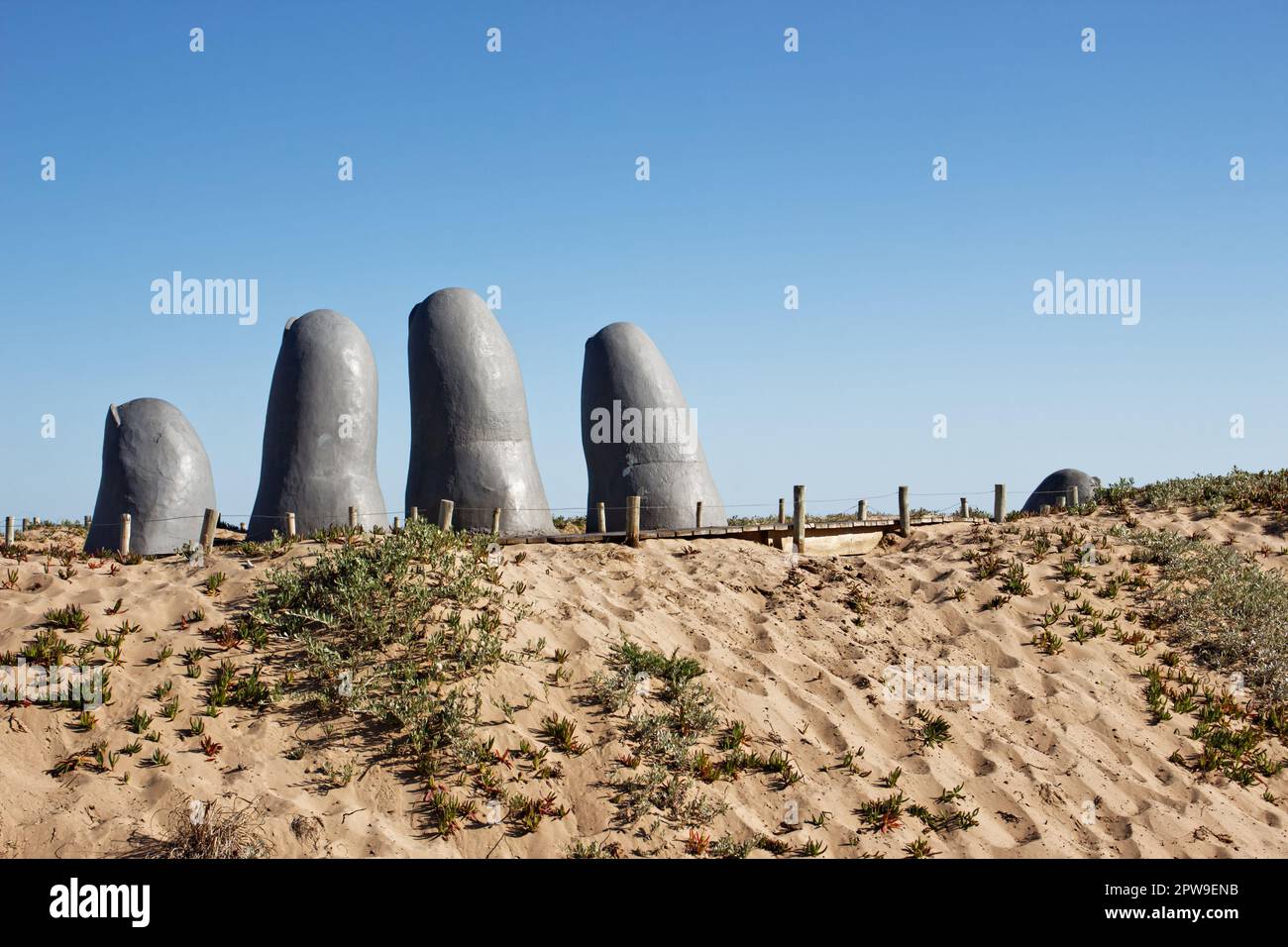 La Mano, (also known as Los Dedos), an iconic sculpture in Punta del ...