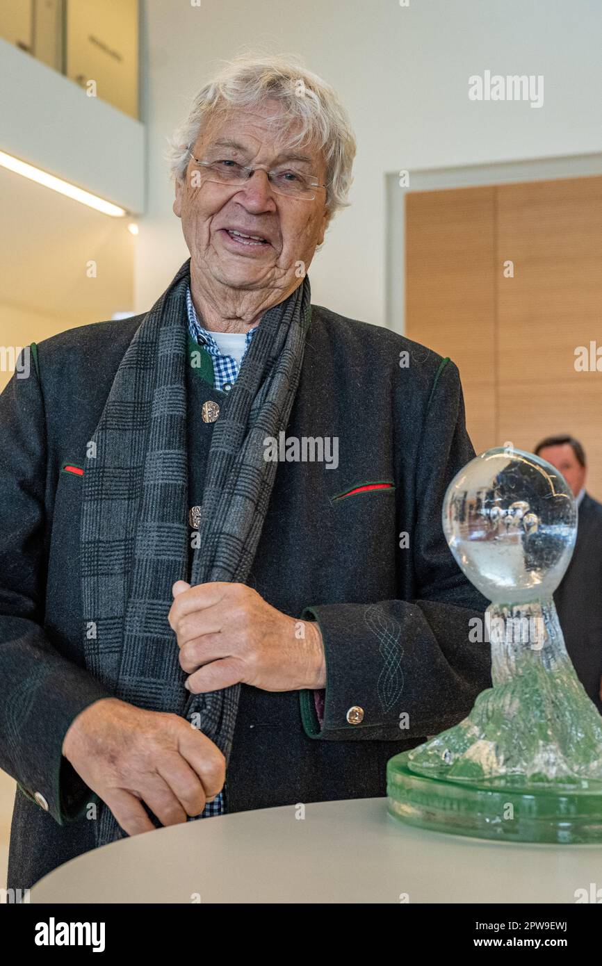 Regensburg, Germany. 29th Apr, 2023. Cabaret artist Gerhard Polt stands ...