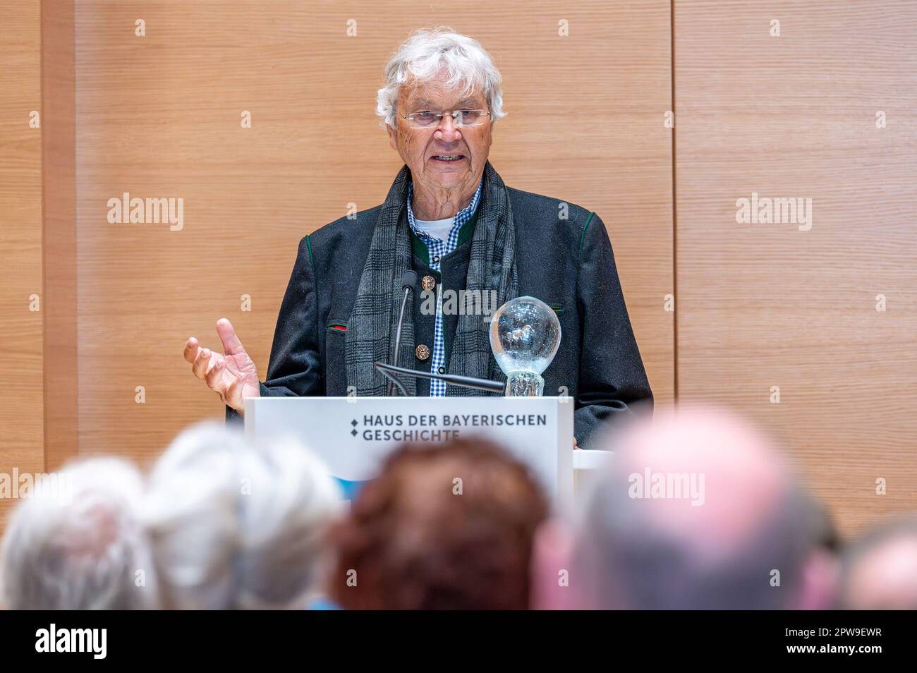 Regensburg, Germany. 29th Apr, 2023. Cabaret artist Gerhard Polt speaks ...