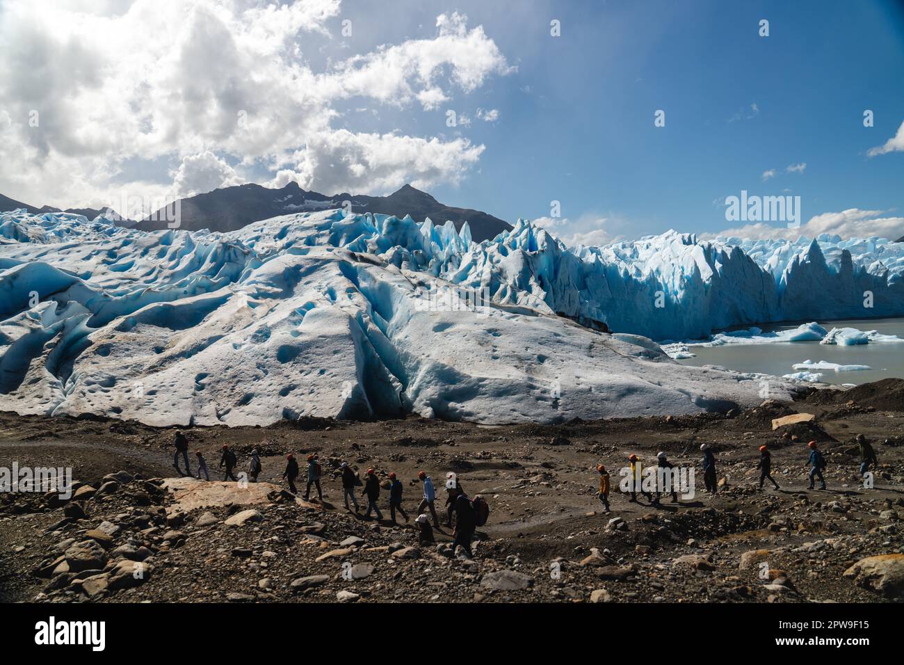 People are walking on top of the Perito Moreno glacier in Argentine ...