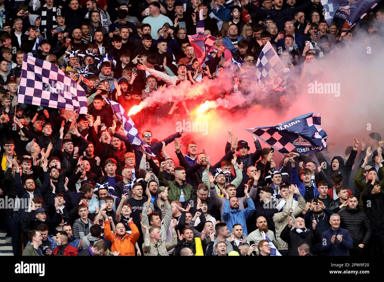 Falkirk fans before during the Scottish Cup semi-final match at Hampden ...