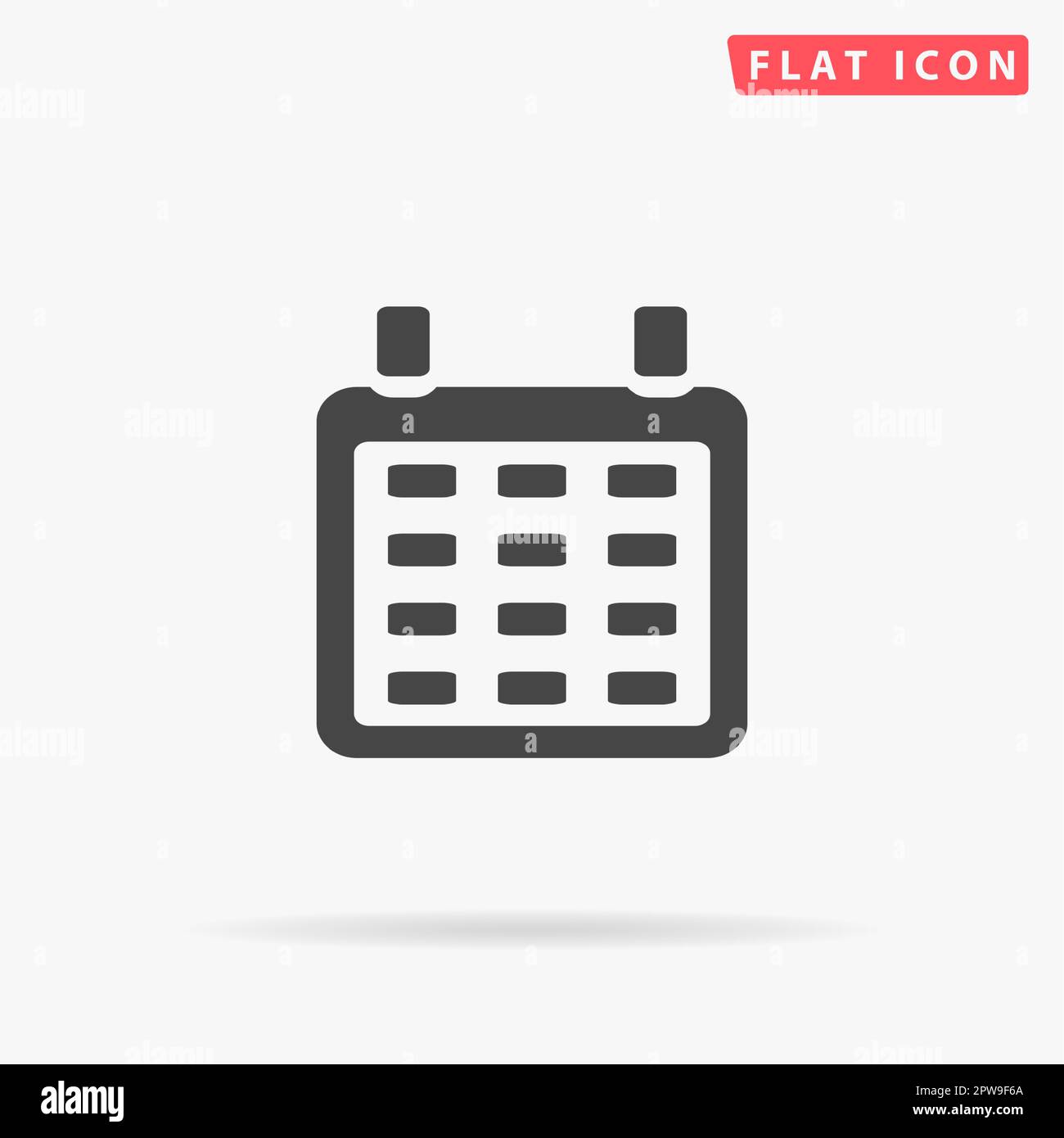 Calendar. Simple flat black symbol with shadow on white background ...