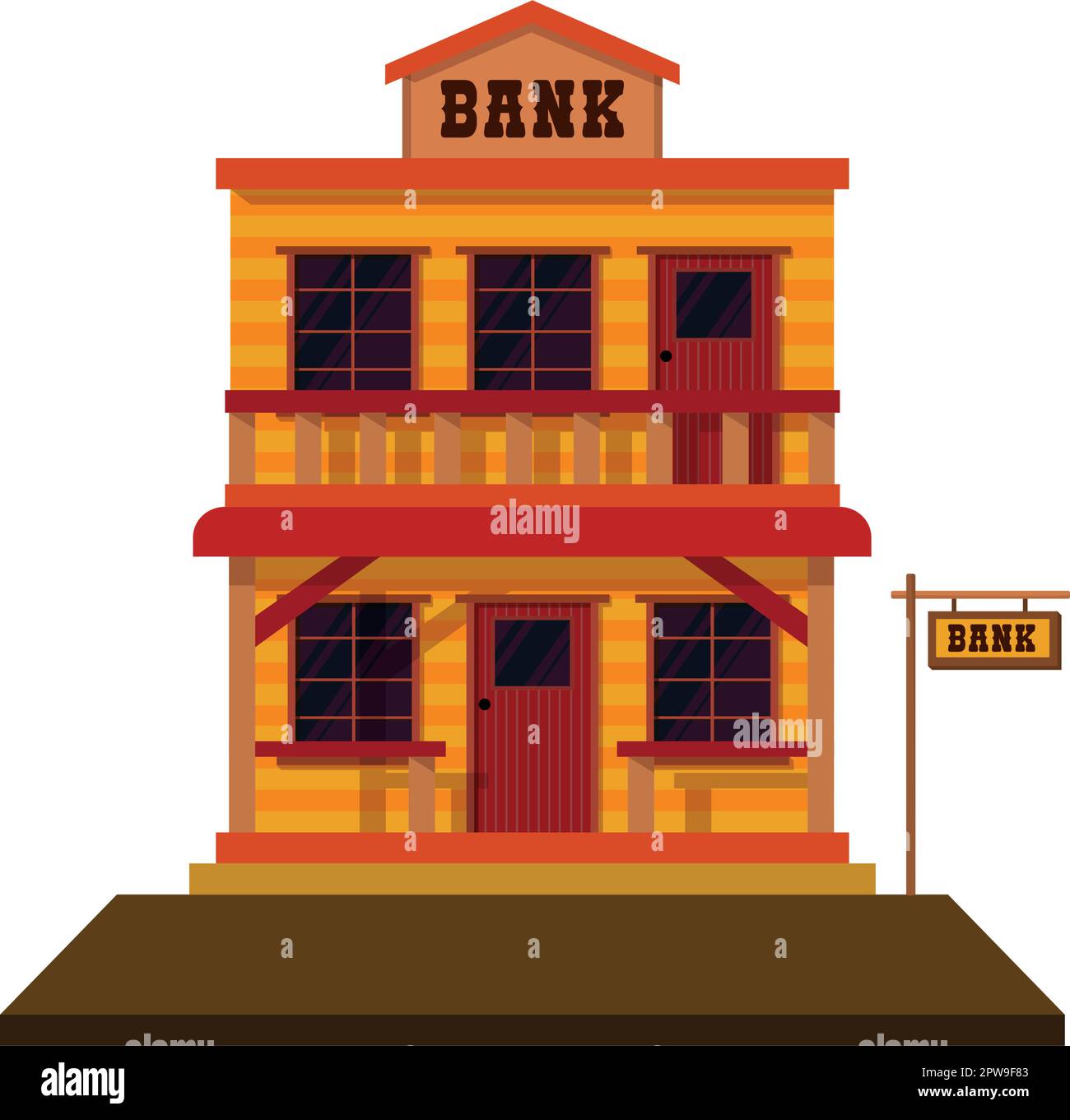 Detailed Old Western Bank Illustration Stock Vector Image & Art - Alamy