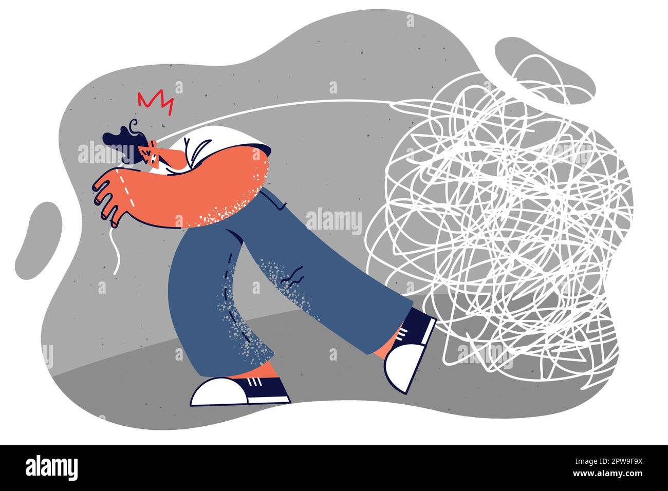 Man pulls large clot symbolizing problems from past that make it ...