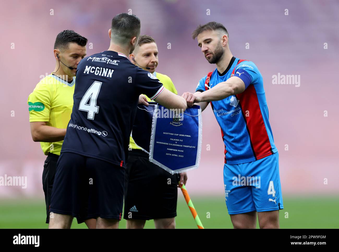 Falkirk captain Stephen McGinn and Inverness Caledonian Thistle captain ...
