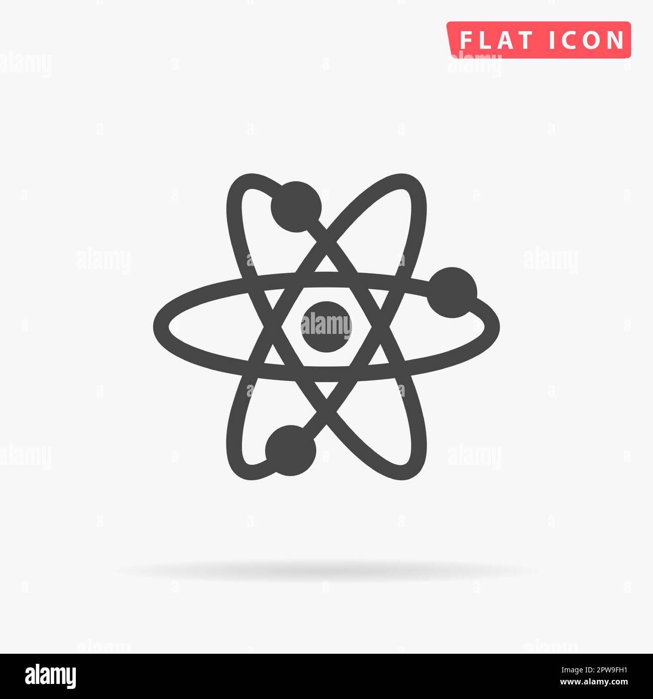 Atom. Simple flat black symbol with shadow on white background. Vector ...