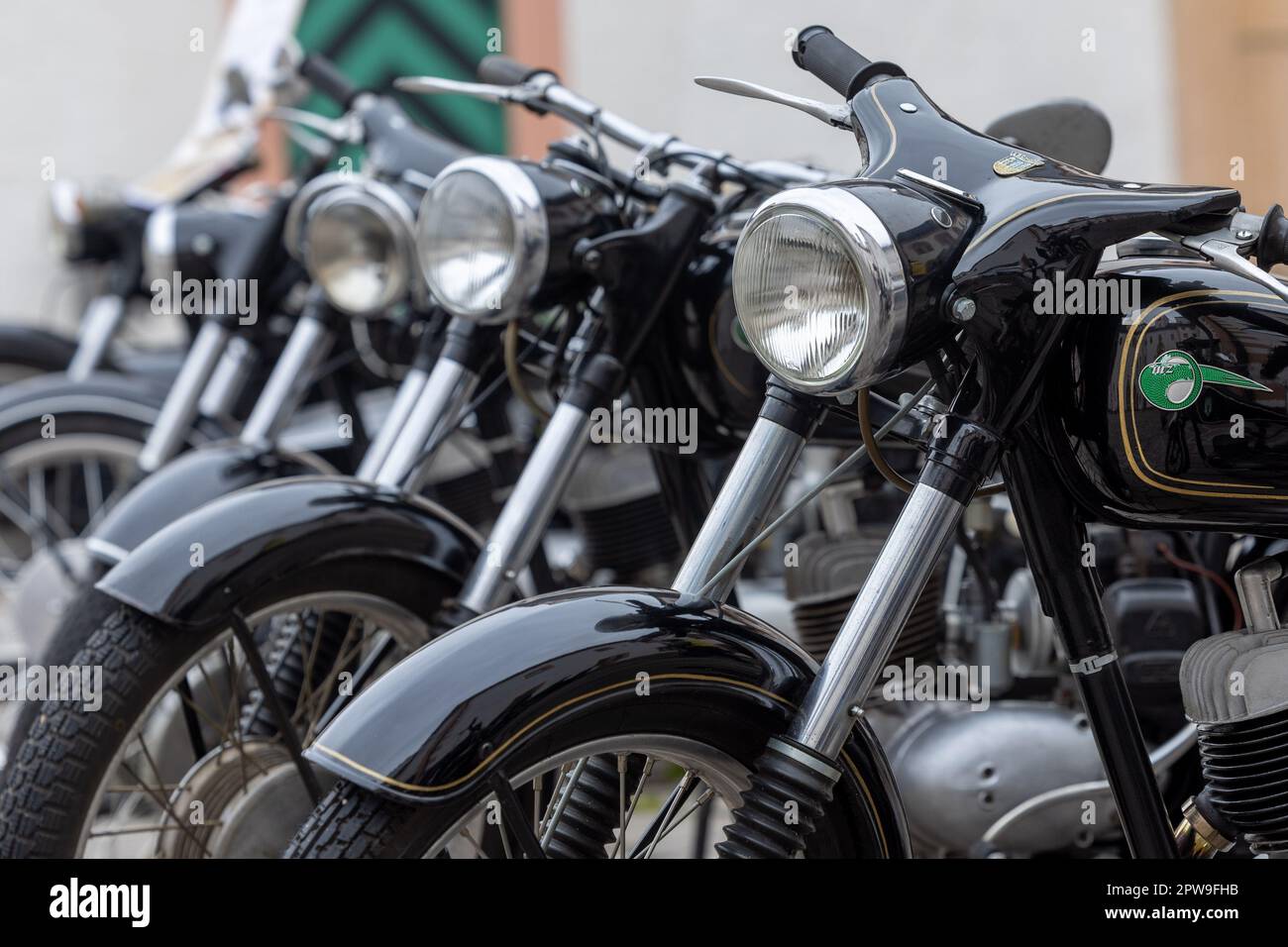Augustusburg, Germany. 29th Apr, 2023. Several motorcycles of the brand ...