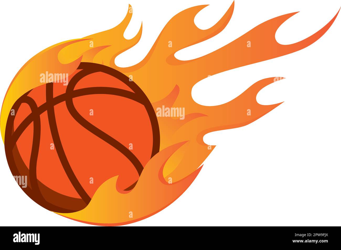 Modern Flaming Hot Basket Ball Illustration Stock Vector Image & Art ...