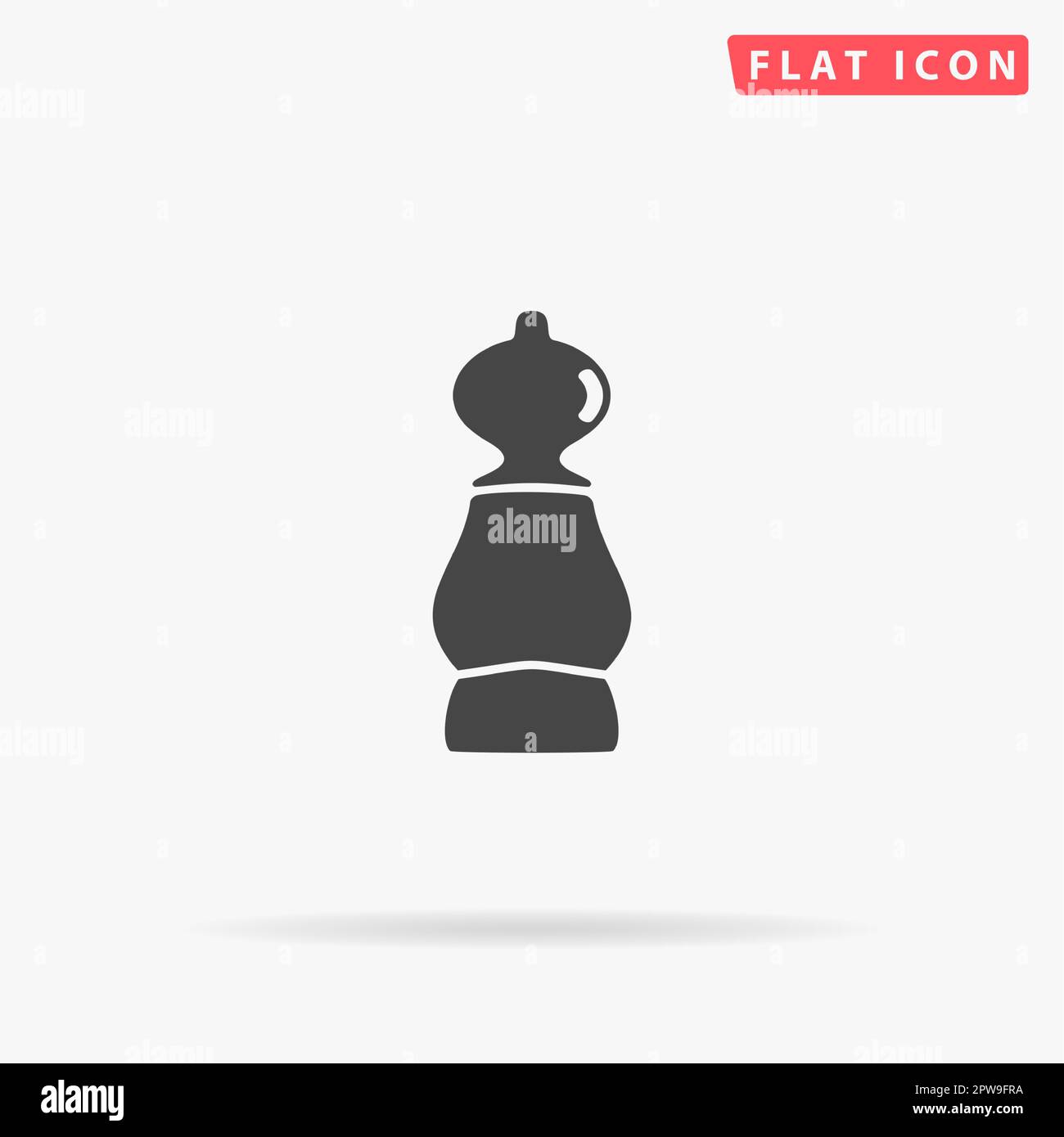 Chess pawn. Simple flat black symbol with shadow on white background ...