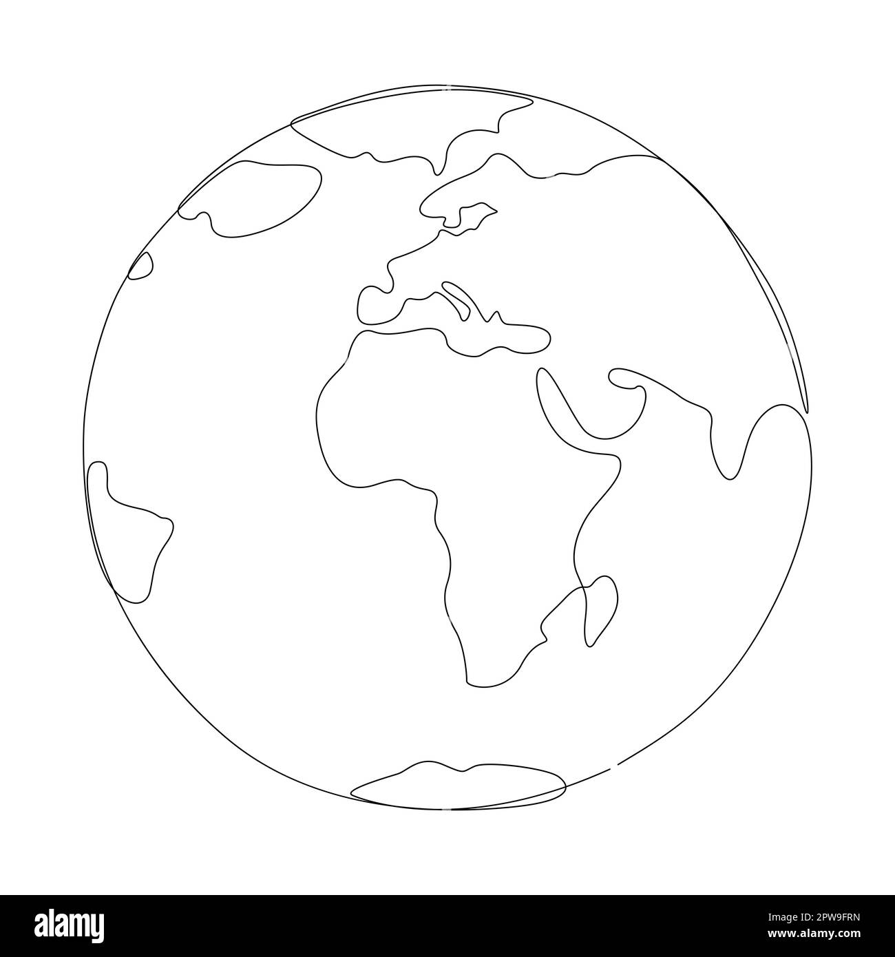 Line drawing world map Black and White Stock Photos & Images - Alamy