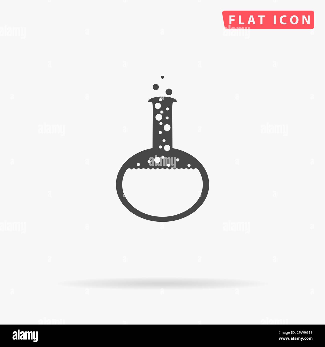 Chemistry test. Bulb symbol with drops. Laboratory glass. Simple flat ...