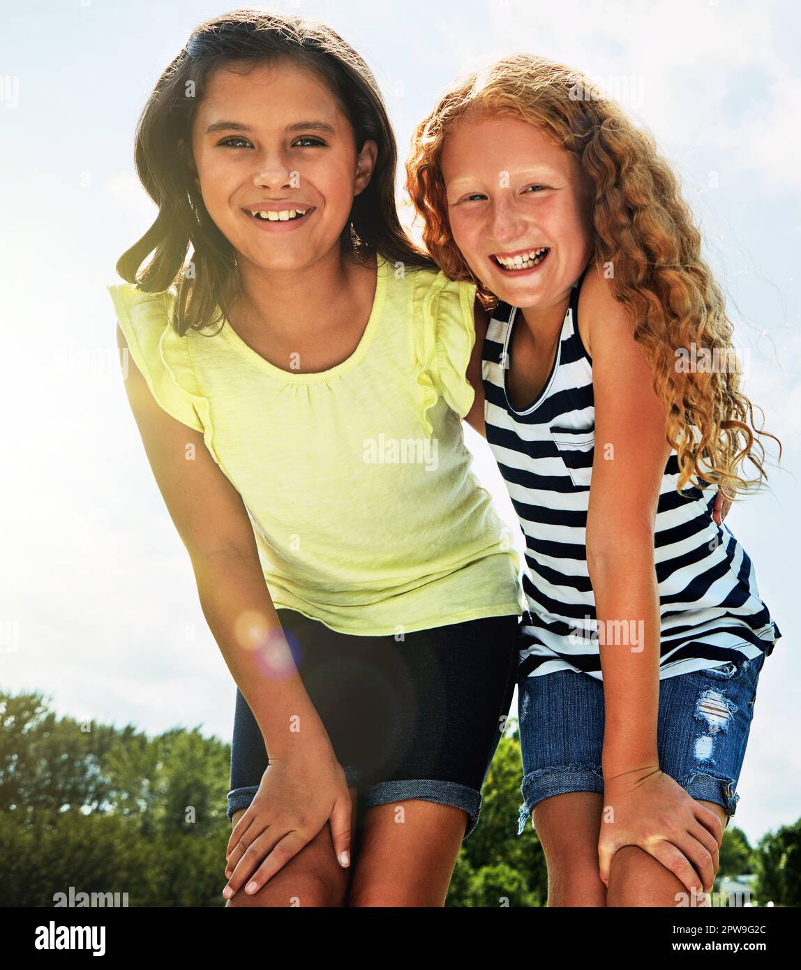 I love my bestie and she loves me. Portrait of two happy young friends ...
