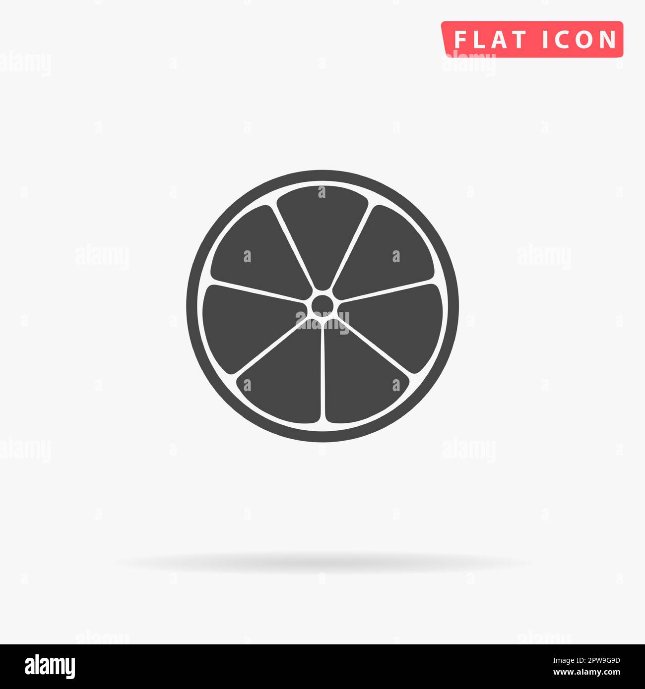 Half of lemon. Simple flat black symbol with shadow on white background ...