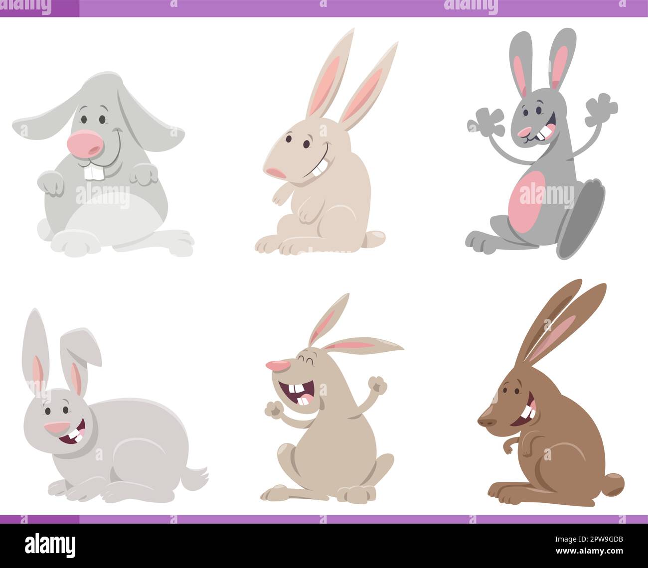 cartoon happy rabbits farm animal characters set Stock Vector Image ...
