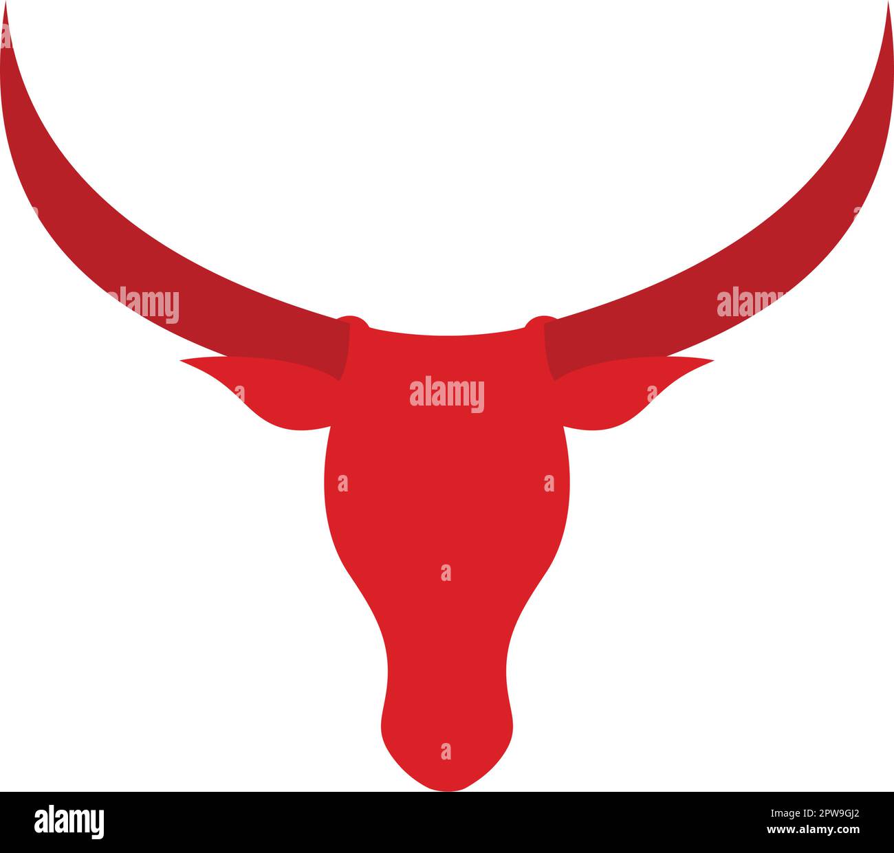 Simple Bull Head Symbol with Red Color Stock Vector Image & Art - Alamy