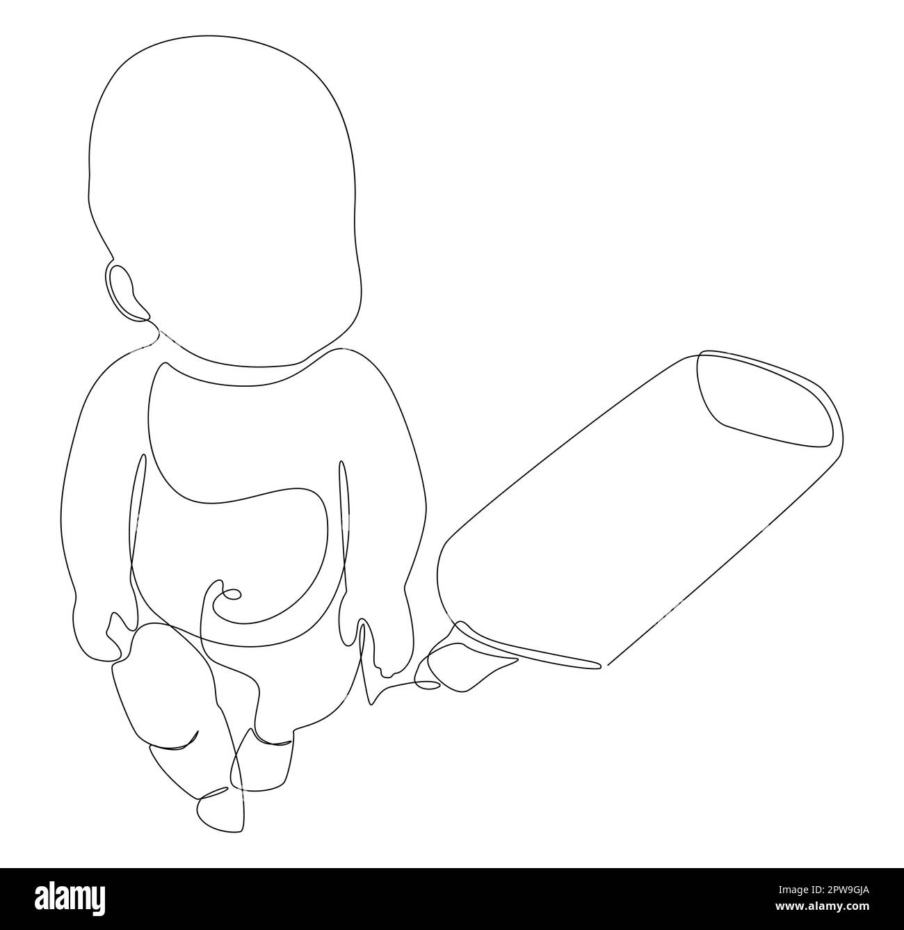 One continuous line of a baby drawn by with felt tip pen Stock Vector ...