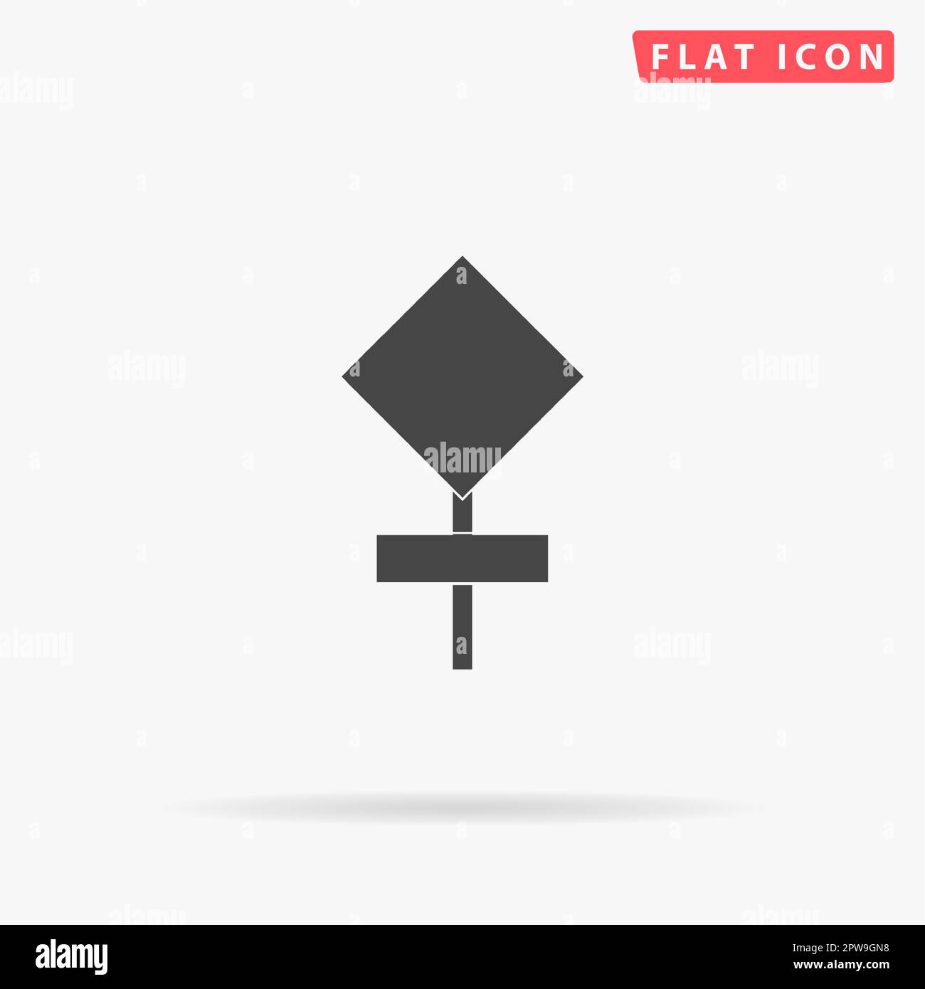 Empty warning sign. Simple flat black symbol with shadow on white ...