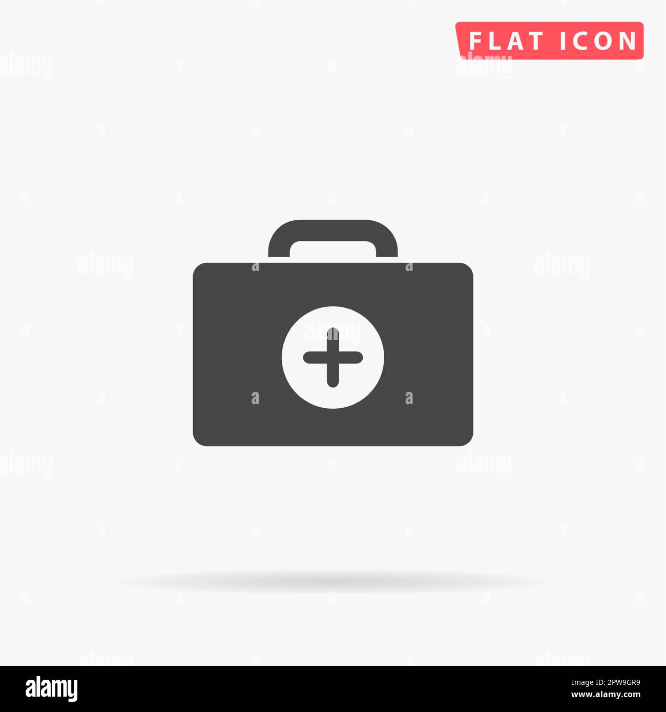 Medical box. Simple flat black symbol with shadow on white background ...