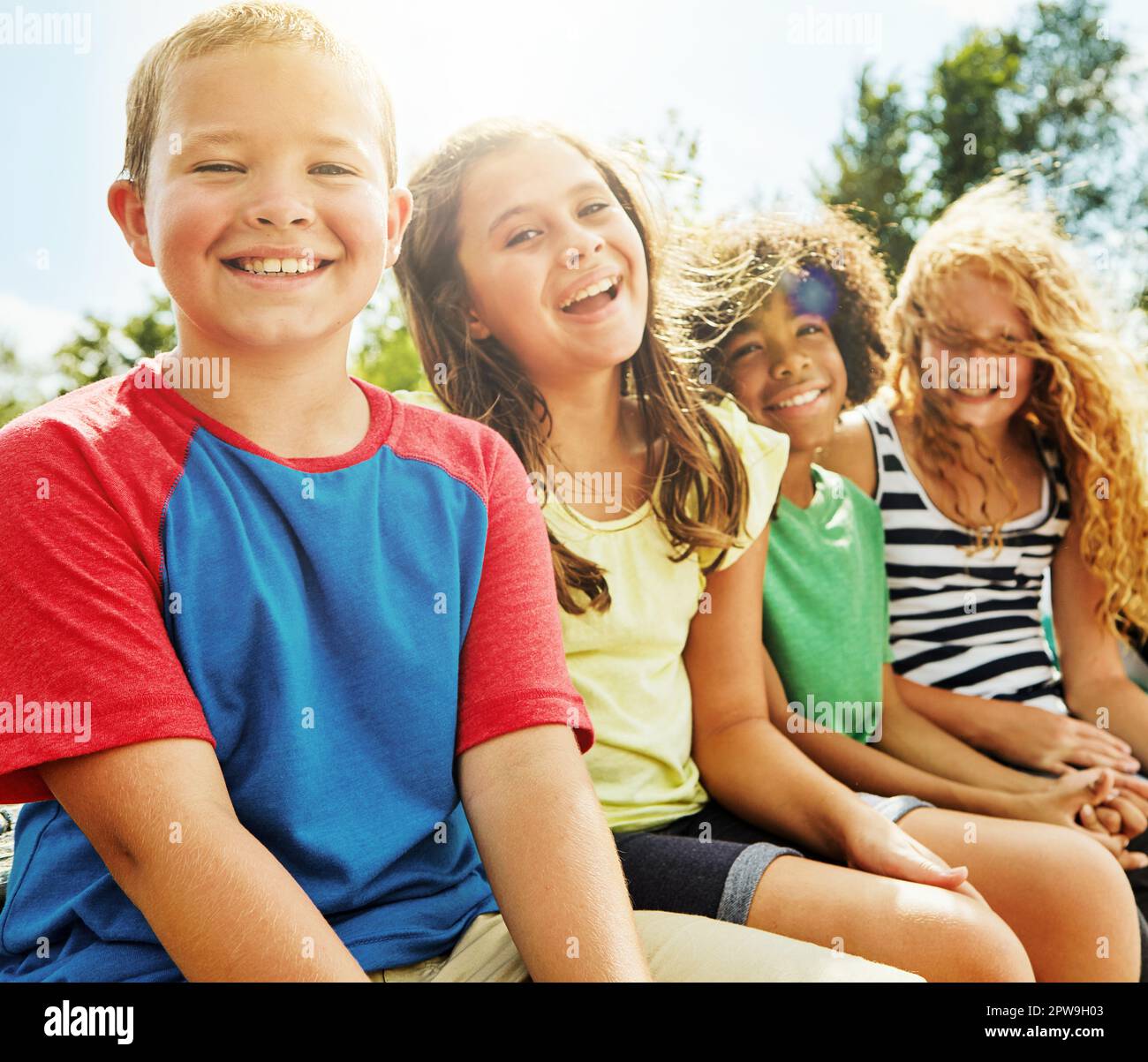Out for a day of fun. Portrait of a group of diverse and happy kids ...