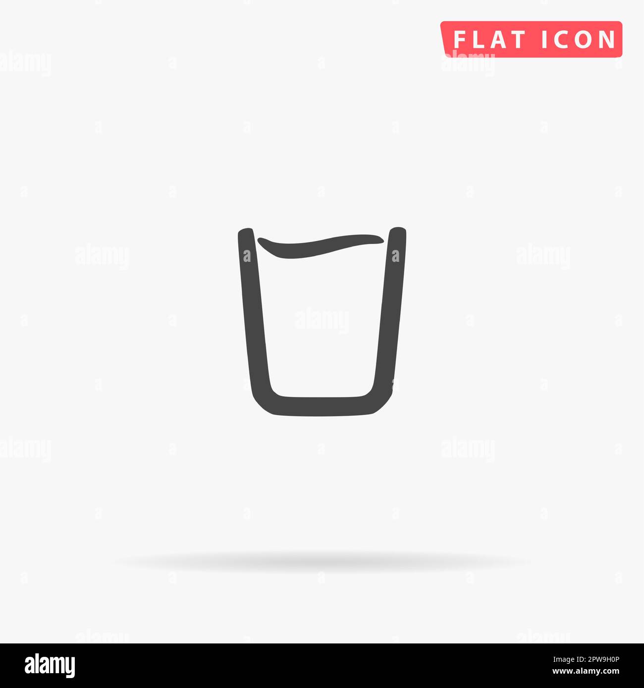 Glass of water. Simple flat black symbol with shadow on white ...