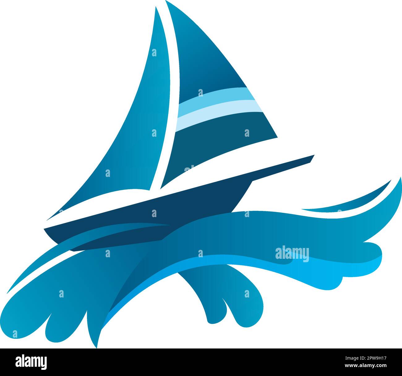 Sailboat with Attractive Wavy Waves Stock Vector Image & Art - Alamy