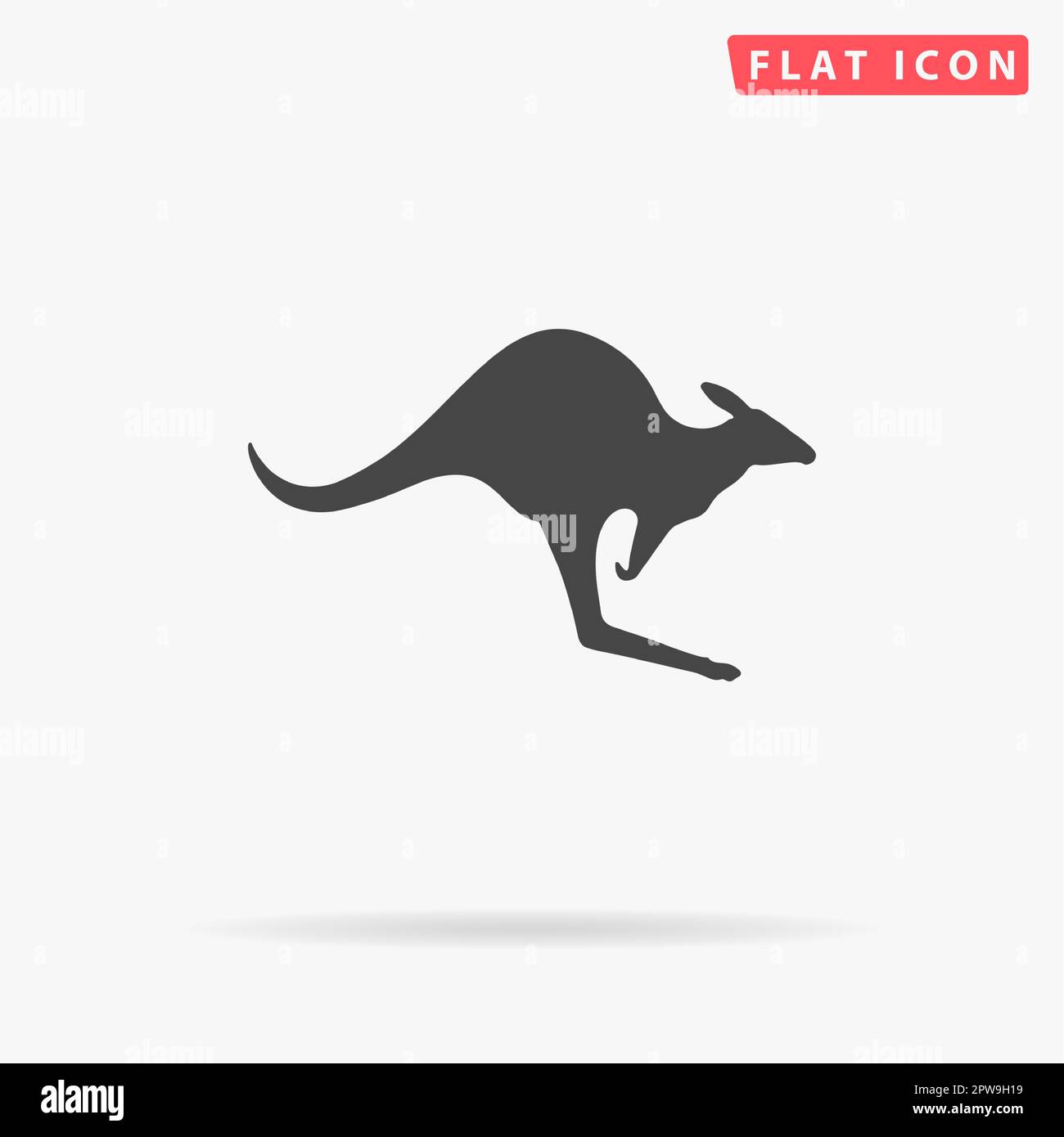 Kangaroo. Simple flat black symbol with shadow on white background ...