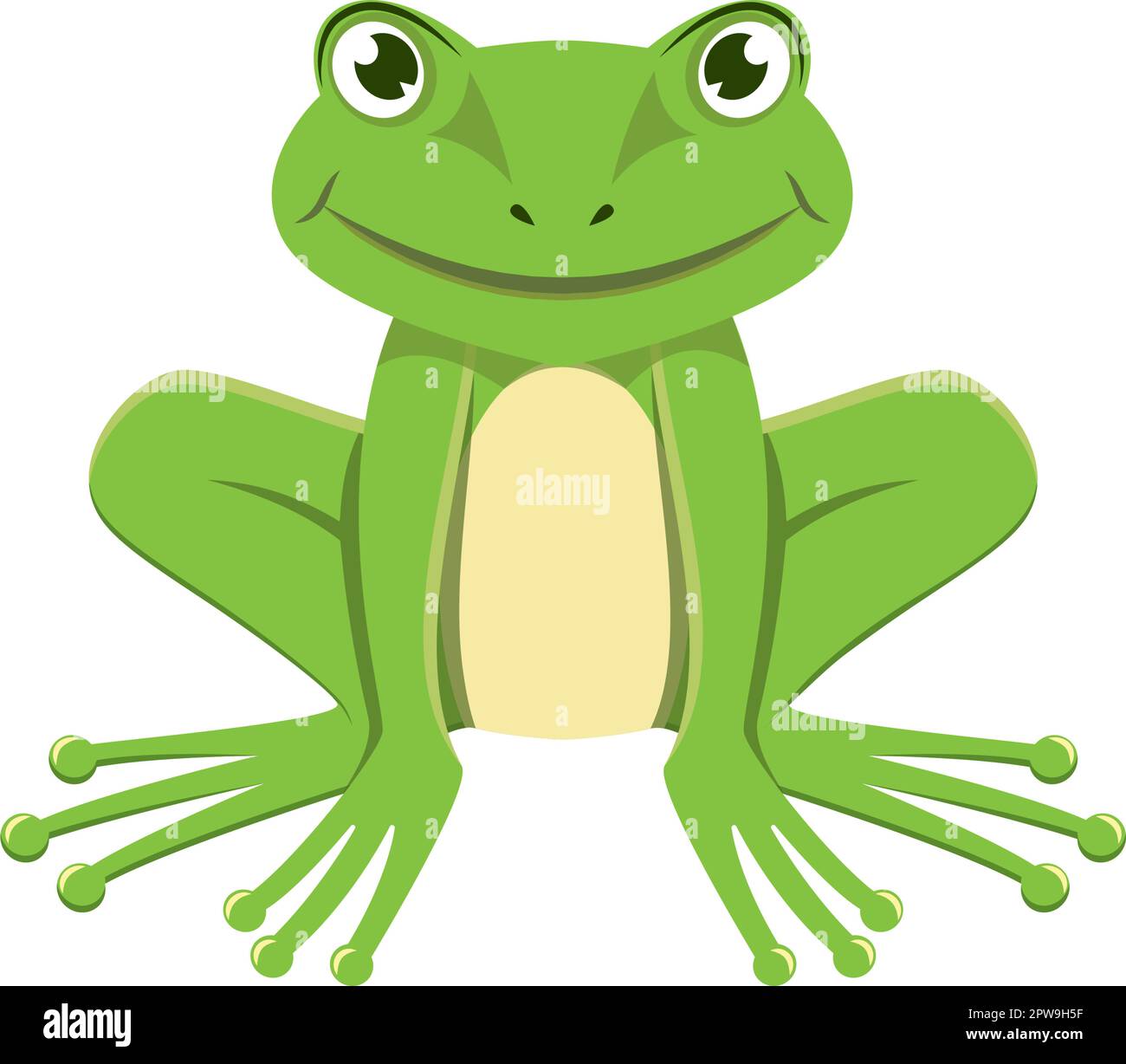 Detailed Smiling Green Frog Illustration with Cartoon Style Stock ...