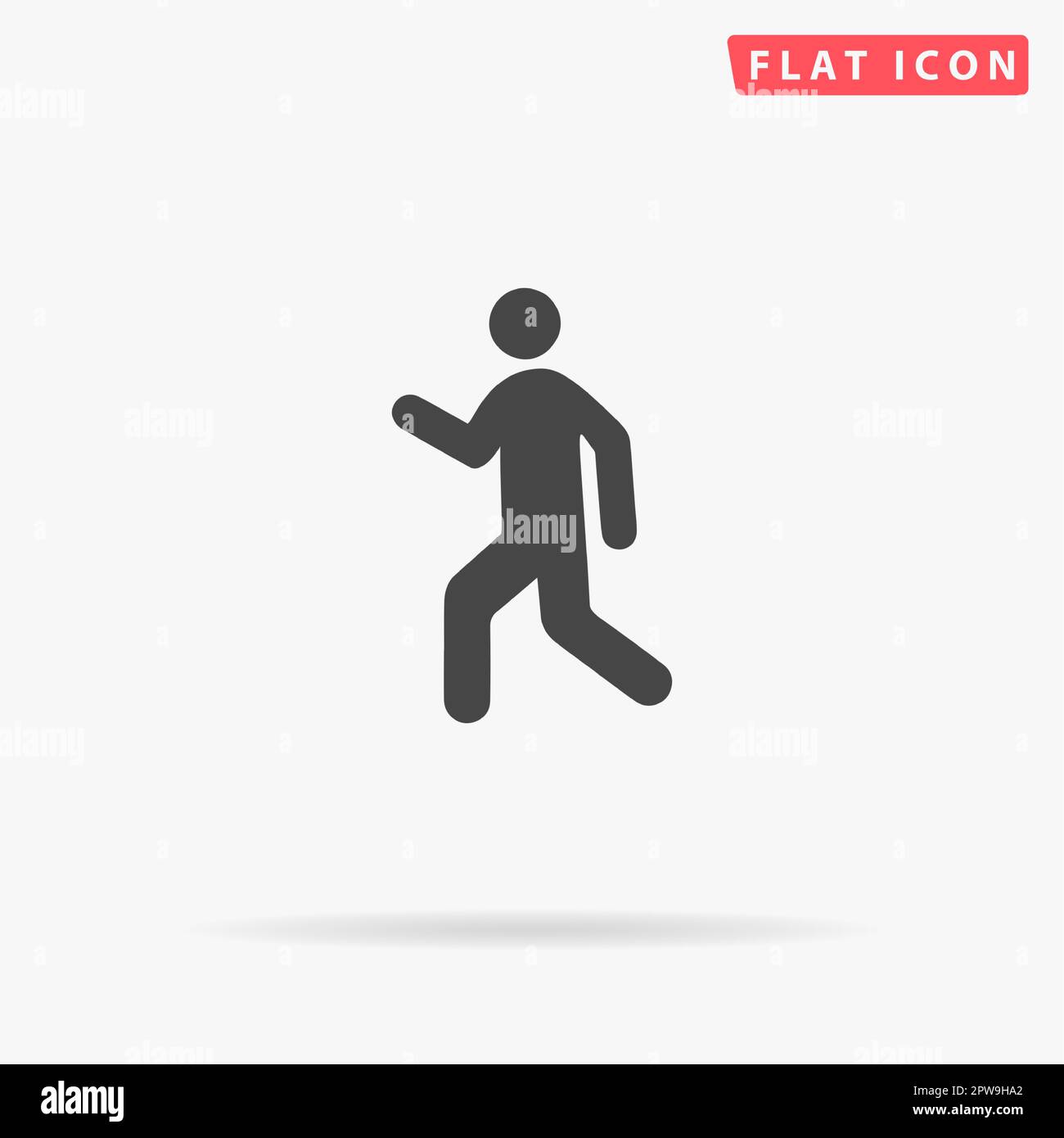 Man walk. Simple flat black symbol with shadow on white background ...