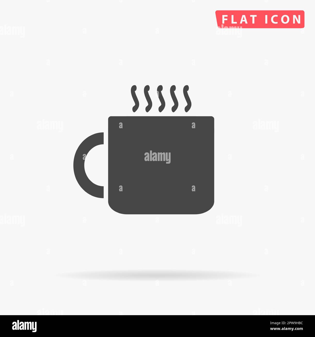 Hot tea cup. Simple flat black symbol with shadow on white background ...