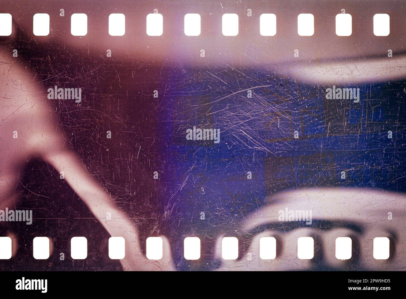 Dusty and grungy 35mm film texture or surface. Perforated scratched ...