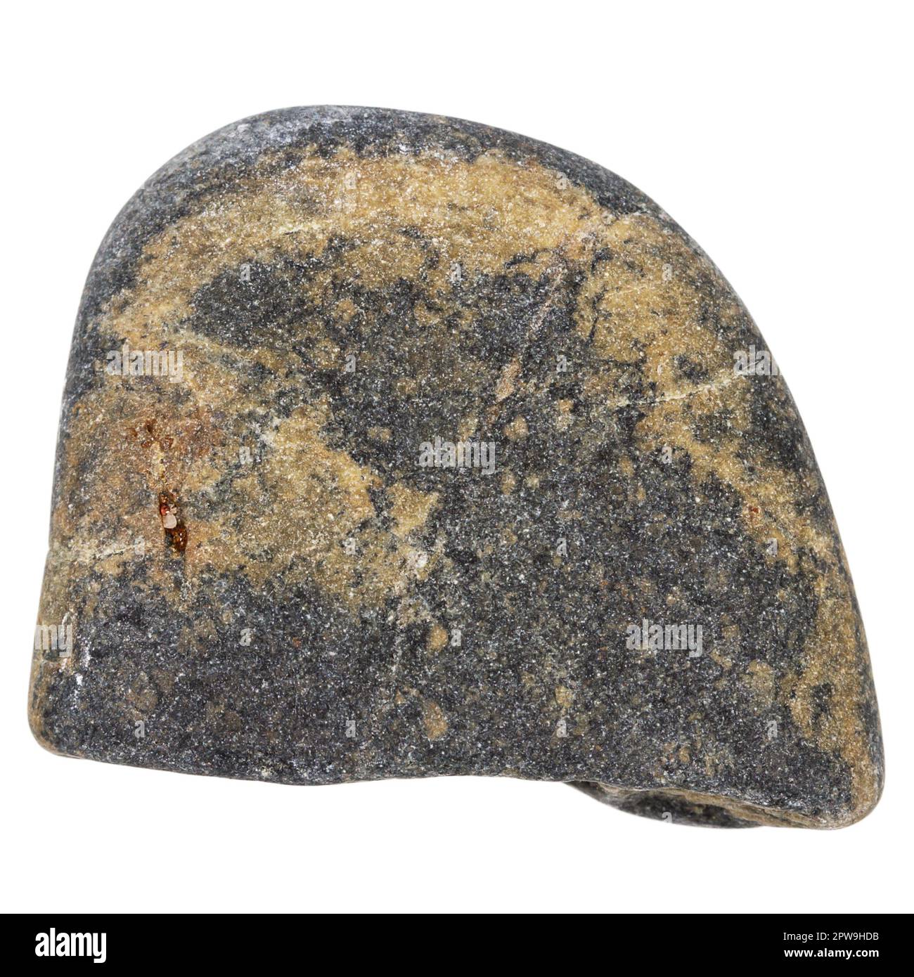 Top view of single black pebble isolated on white background Stock ...