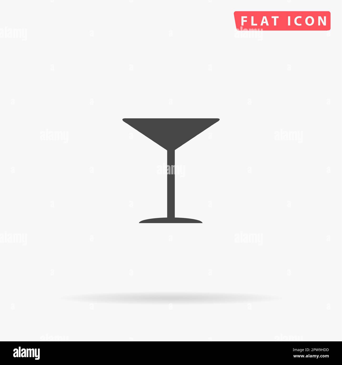 Martini glass. Simple flat black symbol with shadow on white background ...