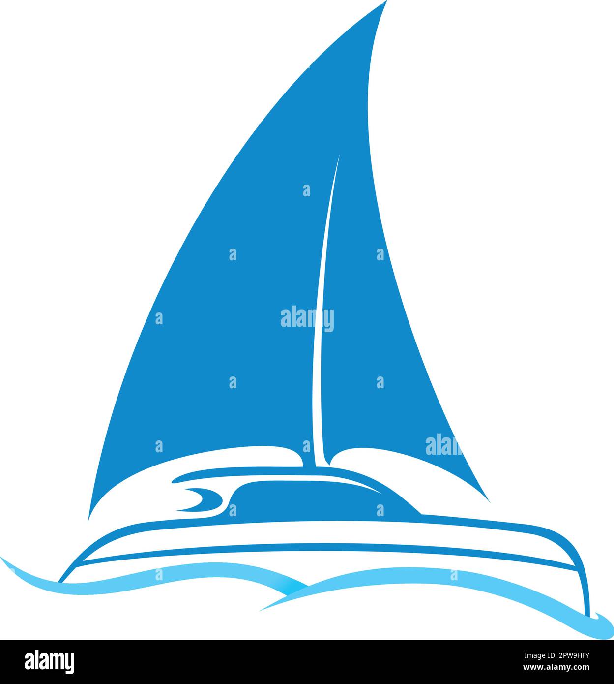 Simple and Creative Sailing Catamaran with Silhouette Style Stock ...