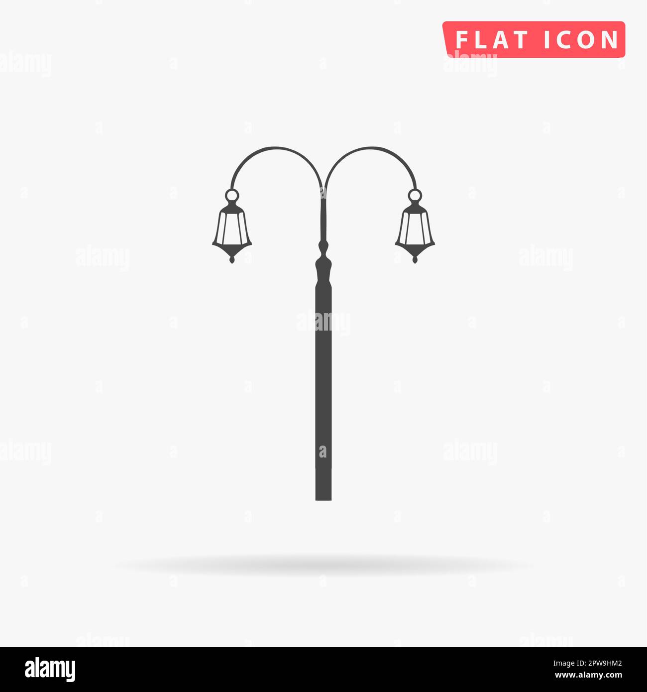 Lantern. Simple flat black symbol with shadow on white background ...