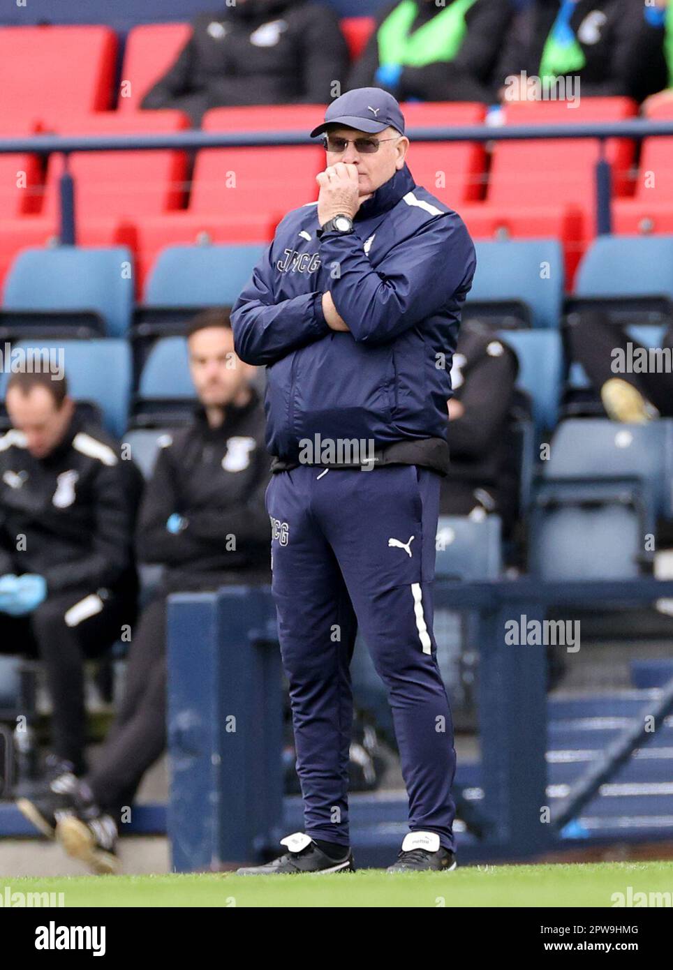 Falkirk manager John McGlynn on the touchline the Scottish Cup semi ...