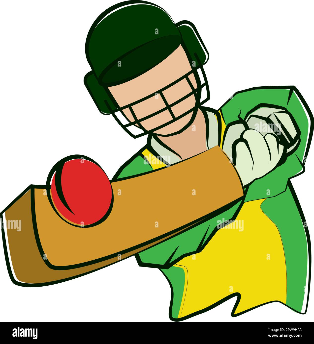 Cricket Player llustration with Silhouette Style Stock Vector Image ...