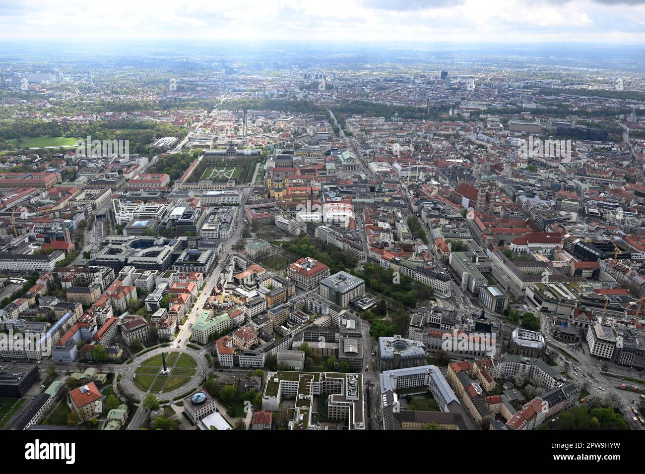 Munich, Germany. 29th Apr, 2023. White-blue cloudy sky can be seen from ...