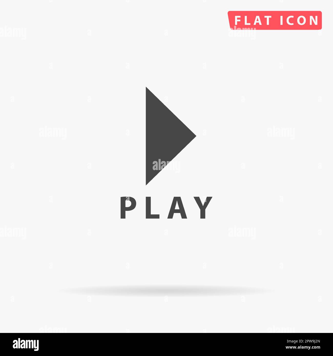 Play button. Simple flat black symbol with shadow on white background ...