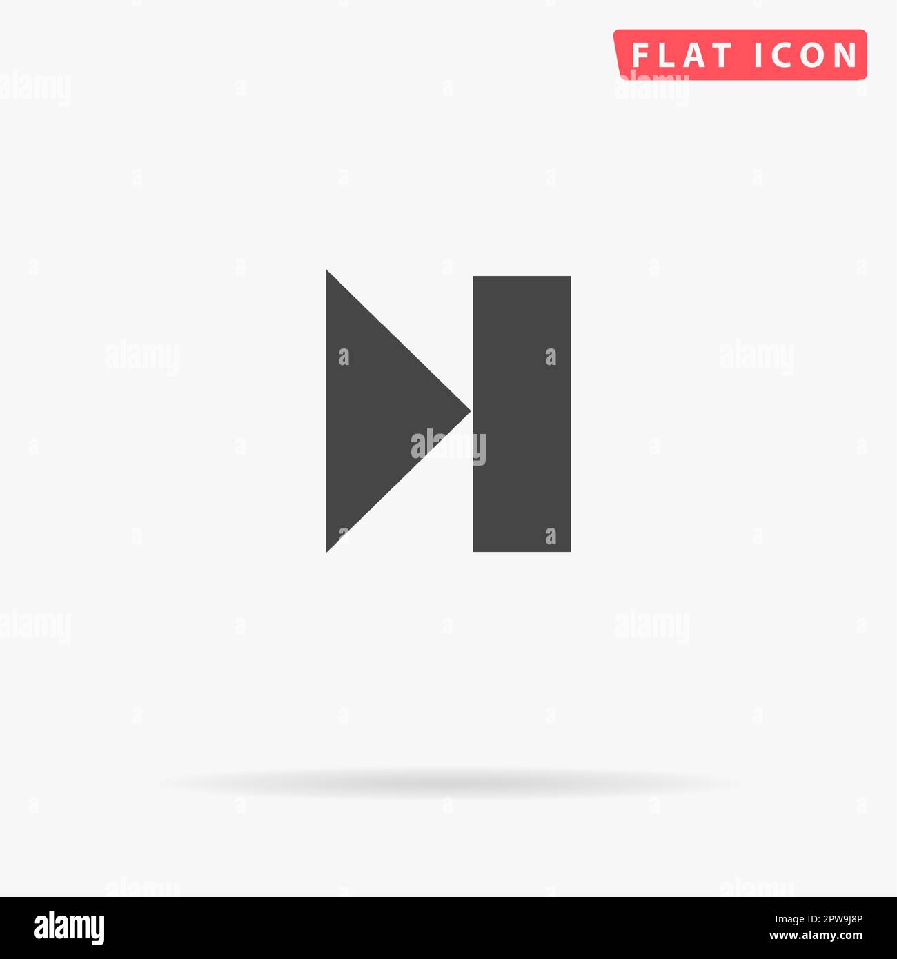 Next track. Media player. Simple flat black symbol with shadow on white ...