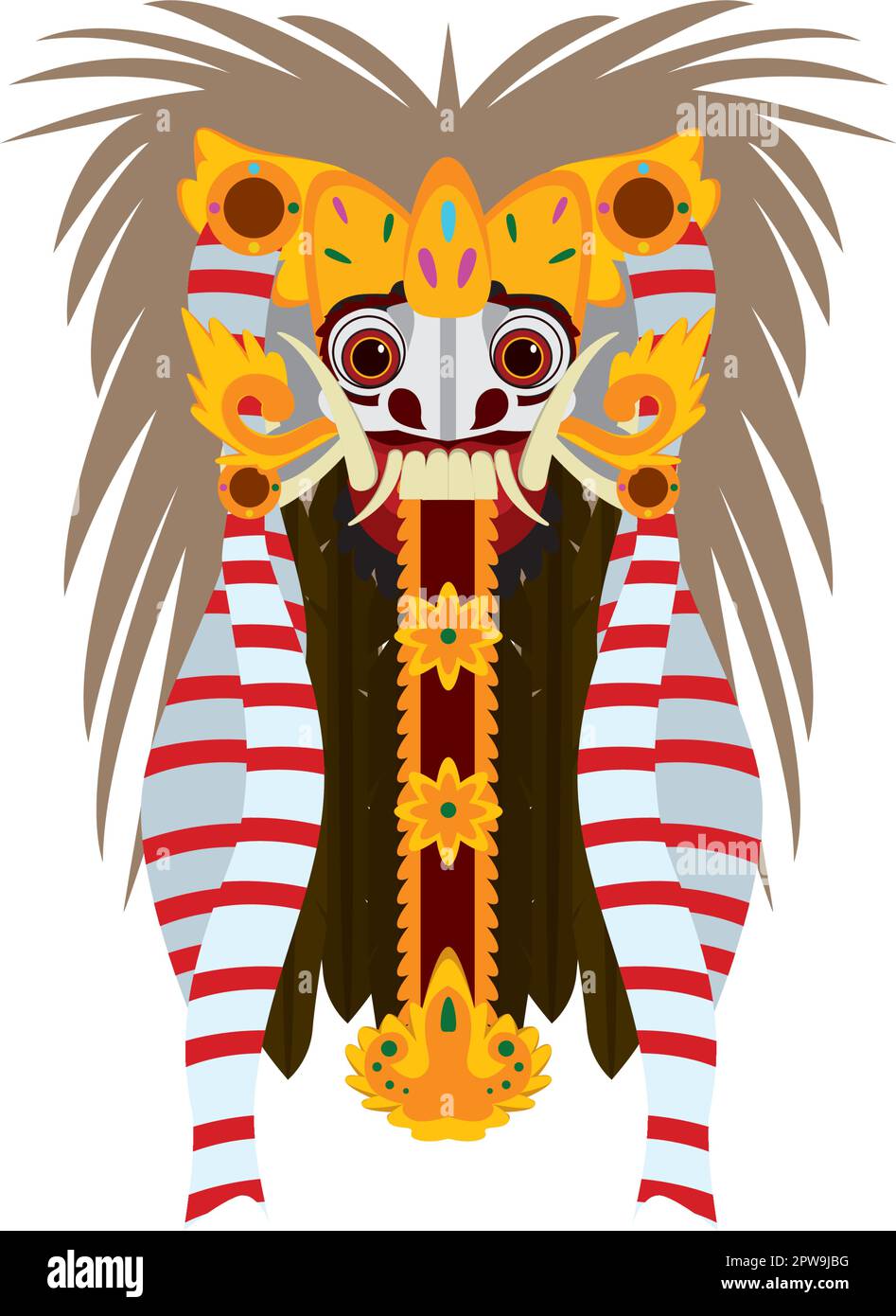 Detailed Traditional Balinese Ritual Rangda Mask Illustration Stock ...