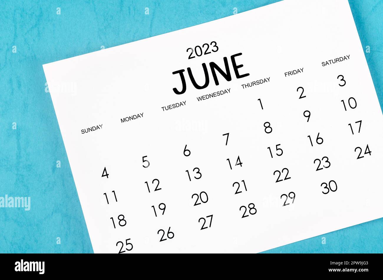 June 2023 Monthly calendar for 2023 year on blue background Stock Photo ...