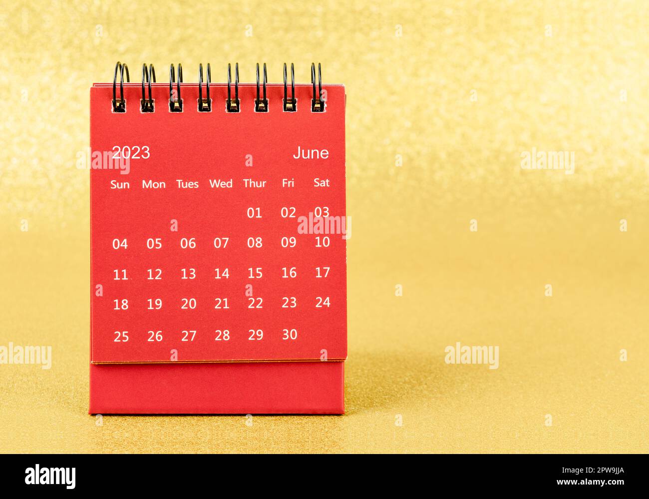 Red June 2023 Monthly desk calendar for 2023 year on golden color ...