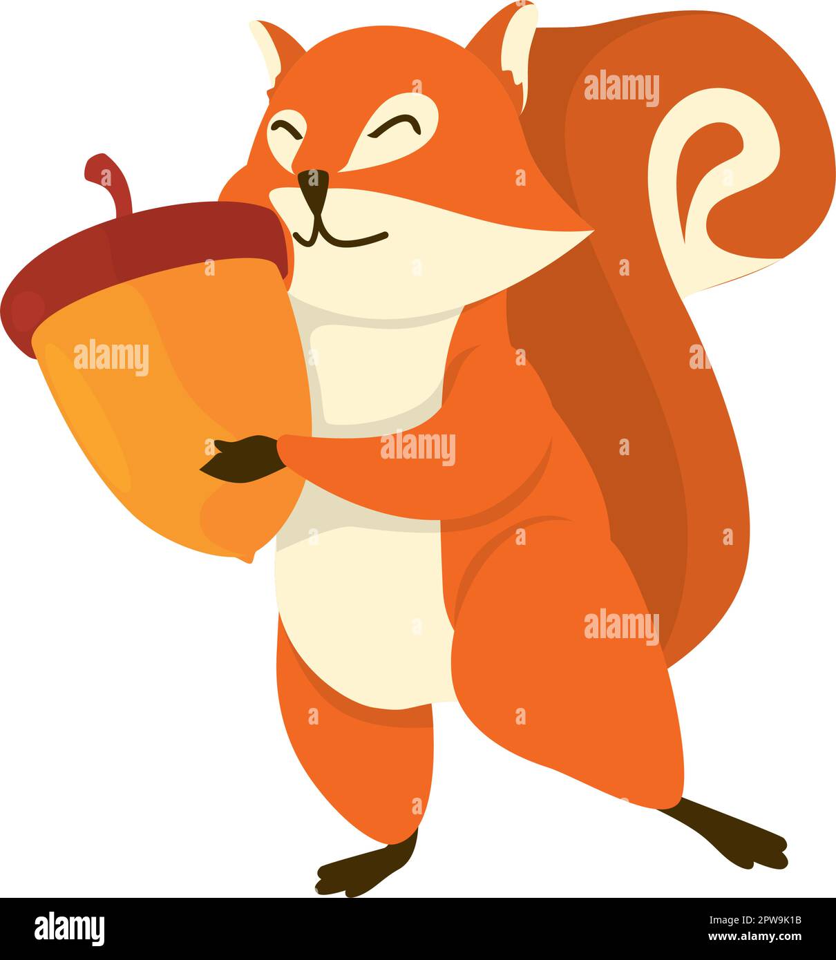 Cute and Lovely Squirrel Hugging Acorn Illustration Stock Vector Image ...