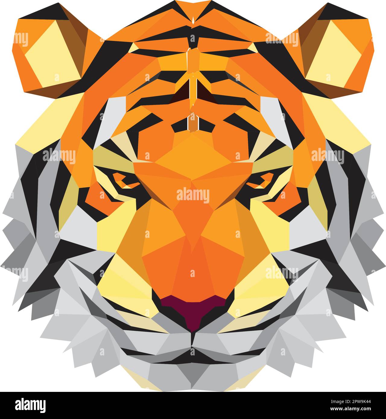 Intimidating Tiger Head Polygonal Illustration Stock Vector Image & Art ...