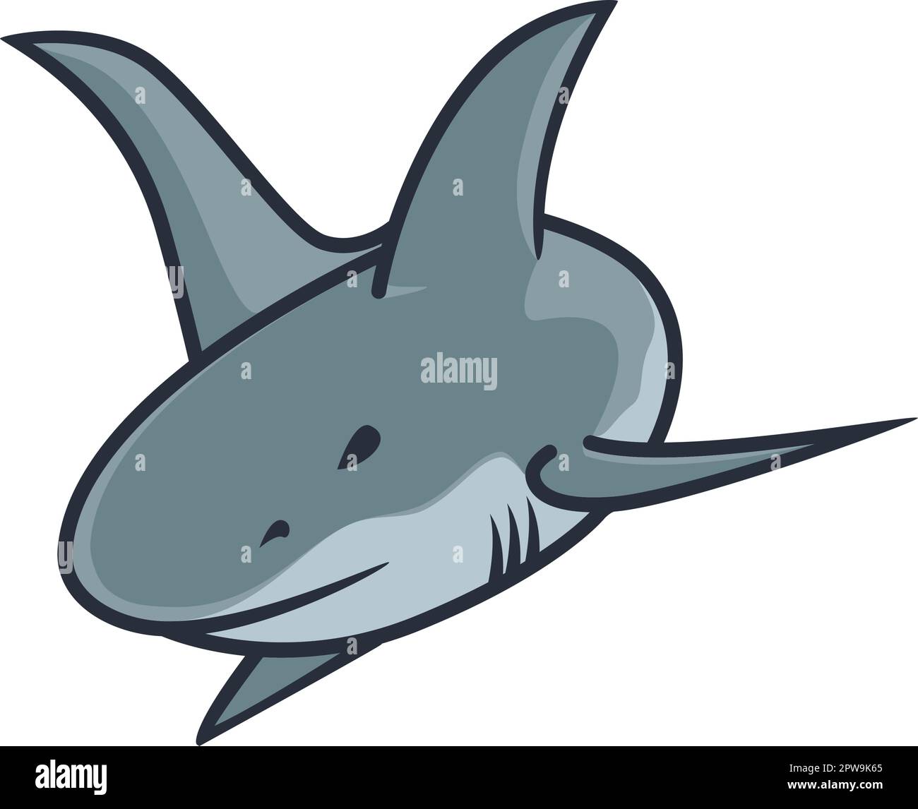 Detailed Swimming Shark with Scary Face Illustration Stock Vector Image ...