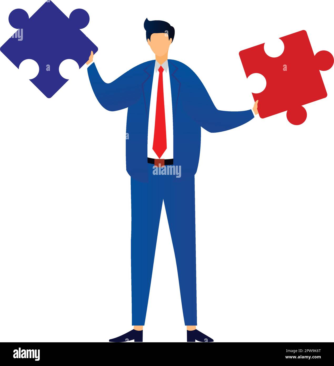 Businessman Holding Puzzles Illustration as Symbolization of Solving ...