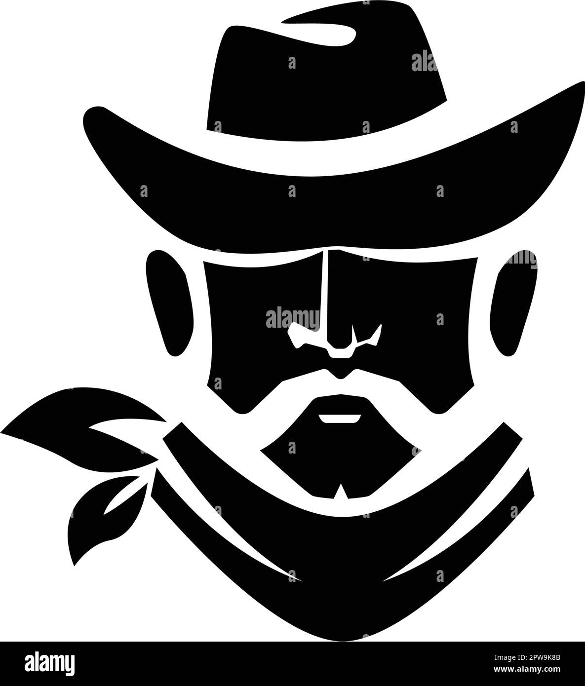 Cool Cowboy with Moustache Silhouette Stock Vector Image & Art - Alamy