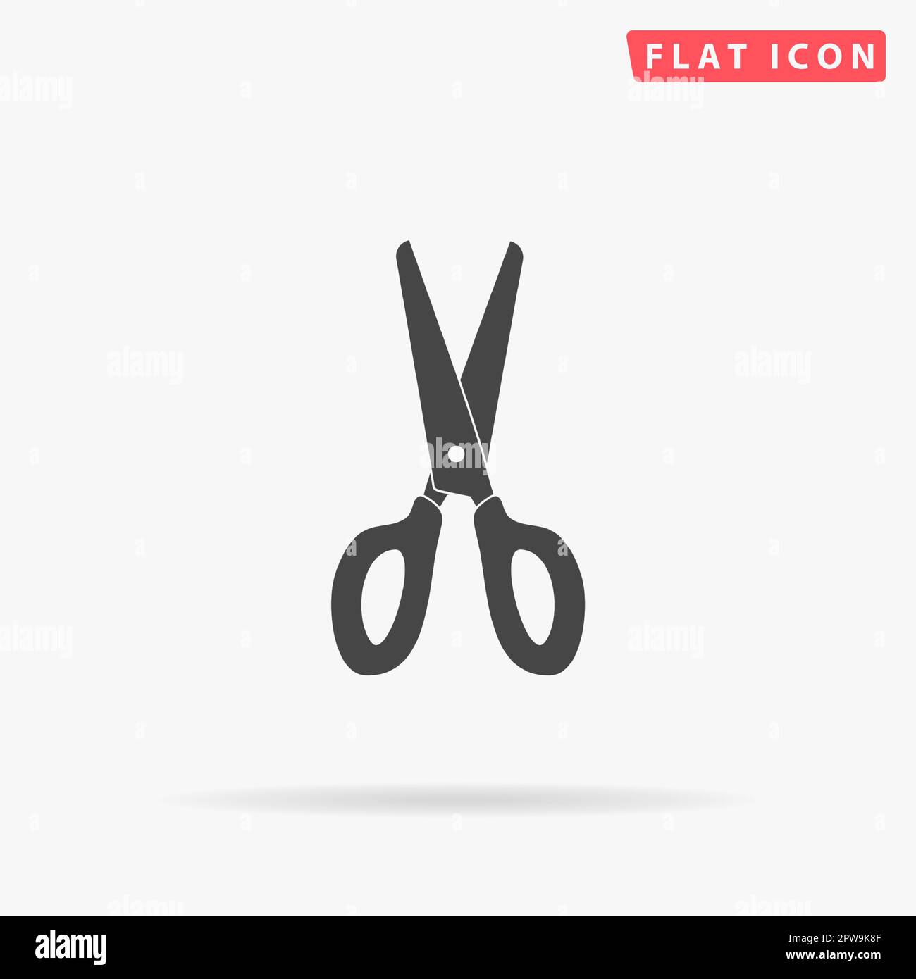 Scissors. Simple flat black symbol with shadow on white background ...